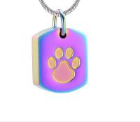 China Excellent Crystal in Square Silver Pendant Necklace with Dog and Cat Charms Ashes Keepsake for sale