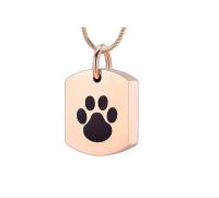 China Excellent Crystal in Square Silver Pendant Necklace with Dog and Cat Charms Ashes Keepsake for sale