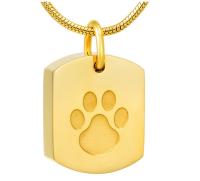 China Excellent Crystal in Square Silver Pendant Necklace with Dog and Cat Charms Ashes Keepsake for sale