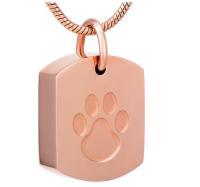 China Excellent Crystal in Square Silver Pendant Necklace with Dog and Cat Charms Ashes Keepsake for sale