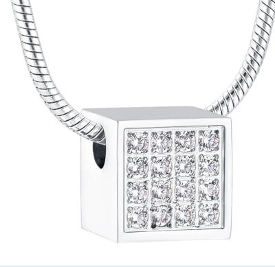 China Vintage Crystal Inlay Luck Cube Pendant Urn Necklace A Symbol of Love for Your Loved One for sale