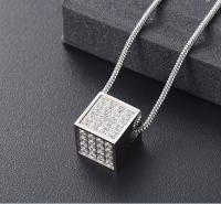 China Vintage Crystal Inlay Luck Cube Pendant Urn Necklace A Symbol of Love for Your Loved One for sale