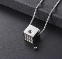 China Vintage Crystal Inlay Luck Cube Pendant Urn Necklace A Symbol of Love for Your Loved One for sale