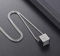 China Vintage Crystal Inlay Luck Cube Pendant Urn Necklace A Symbol of Love for Your Loved One for sale