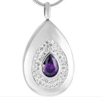 China Excellent Water Drop Cremation Pendant Stainless Steel Tear Drop Crystal Ashes Holder for sale