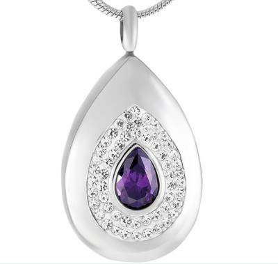 China Excellent Water Drop Cremation Pendant Stainless Steel Tear Drop Crystal Ashes Holder for sale