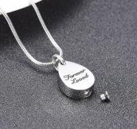 China Picture Water Drop Urn Ashes Holder Cremation Pendant Keepsake Necklace Urns Memorial Jewelry for sale