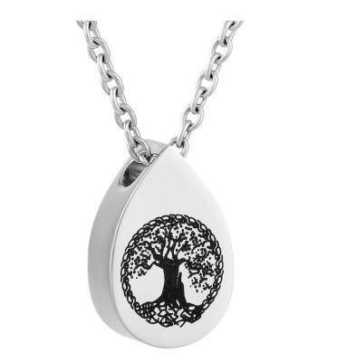 China Tree Of Life Water Drop Stainless Steel Memorial Urn Necklace Pendants or Charms Type for sale