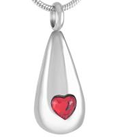 China Stainless Steel Heart Crystal Tear Bar Memorial Ash Necklace Keepsake Urn Pendant for sale