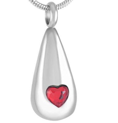 China Stainless Steel Heart Crystal Tear Bar Memorial Ash Necklace Keepsake Urn Pendant for sale