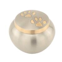 China Pet Caskets Urns Double Paw Print Solid Stainless Steel Pet Urn for Dignified Farewell for sale