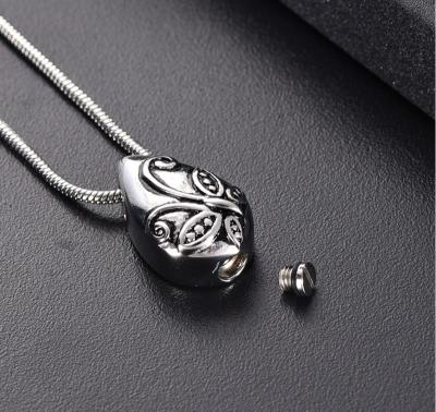 China Jewelry Type Butterfly Carved Teardrop Stainless Steel Cremation Pendant for Memorial for sale