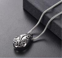 China Jewelry Type Butterfly Carved Teardrop Stainless Steel Cremation Pendant for Memorial for sale