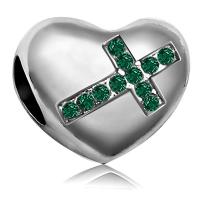 China Religious Birthstone Beads Cross Heart Pendant for European Bracelet in Classic Style for sale