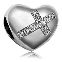 China Religious Birthstone Beads Cross Heart Pendant for European Bracelet in Classic Style for sale
