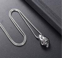 China Jewelry Type Butterfly Carved Teardrop Stainless Steel Cremation Pendant for Memorial for sale