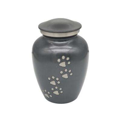 China Pet Cremation Urns in Aluminum Alloy Funeral Urn for Cat and Dog Footprints for sale