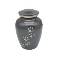 China Pet Cremation Urns in Aluminum Alloy Funeral Urn for Cat and Dog Footprints for sale