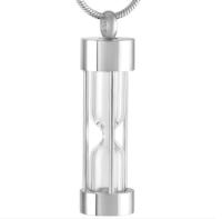 China Hourglass Cylinder Cremation Pendant Stainless Steel Memorial Ashes Necklace for Women for sale