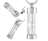 China Hourglass Cylinder Cremation Pendant Stainless Steel Memorial Ashes Necklace for Women for sale