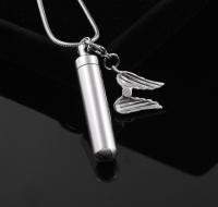 China CNC Inlay Technology Angel Wing Perfume Bottle Pendant Stainless Steel Necklace for Men for sale