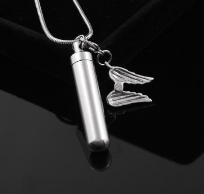 China CNC Inlay Technology Angel Wing Perfume Bottle Pendant Stainless Steel Necklace for Men for sale
