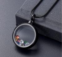 China Birthstone Inside Glass Memorial Pendant Necklace Women's Cremation Jewelry for Ashes for sale