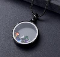 China Birthstone Inside Glass Memorial Pendant Necklace Women's Cremation Jewelry for Ashes for sale