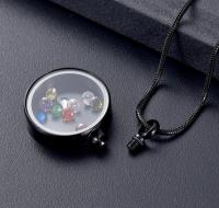 China Birthstone Inside Glass Memorial Pendant Necklace Women's Cremation Jewelry for Ashes for sale