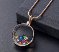 China Birthstone Inside Glass Memorial Pendant Necklace Women's Cremation Jewelry for Ashes for sale