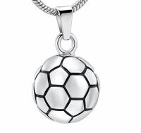 China Round Soccer Ball Keepsake Urn Necklace For Ashes Stainless Steel Cremation Jewelry for sale
