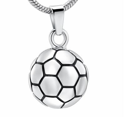 China Round Soccer Ball Keepsake Urn Necklace For Ashes Stainless Steel Cremation Jewelry for sale