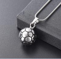 China Round Soccer Ball Keepsake Urn Necklace For Ashes Stainless Steel Cremation Jewelry for sale