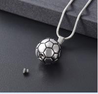 China Round Soccer Ball Keepsake Urn Necklace For Ashes Stainless Steel Cremation Jewelry for sale