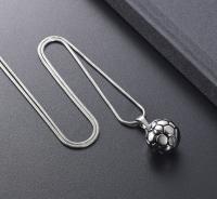 China Round Soccer Ball Keepsake Urn Necklace For Ashes Stainless Steel Cremation Jewelry for sale
