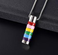 China Women's Rainbow Cylinder Tube Cremation Jewelry for Ashes Pendant Holder Urns for sale