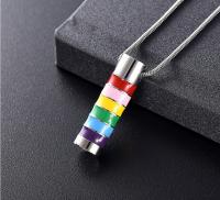 China Women's Rainbow Cylinder Tube Cremation Jewelry for Ashes Pendant Holder Urns for sale