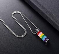 China Women's Rainbow Cylinder Tube Cremation Jewelry for Ashes Pendant Holder Urns for sale