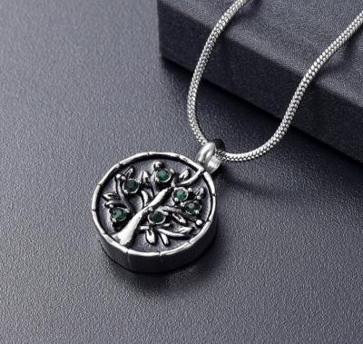 China Green Crystal Memorial Necklace Tree of Life Cremation Pendant Keepsake Urn for Ashes for sale
