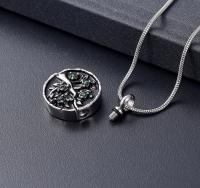 China Green Crystal Memorial Necklace Tree of Life Cremation Pendant Keepsake Urn for Ashes for sale