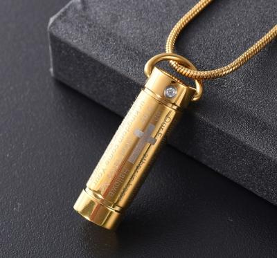 China Jewelry Type Pendants or Charms Bible Lords Prayer Cross Cremation Keepsake Necklace for Ashes for sale