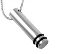 China Stainless Steel Rubber Band Cylinder Pendant Cremation Urn Necklace for Women and Men for sale