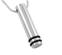 China Stainless Steel Rubber Band Cylinder Pendant Cremation Urn Necklace for Women and Men for sale
