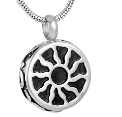 China Unisex Tribal Sun 316L Stainless Steel Pendant Necklace for Ashes Urns Keepsake Locket for sale