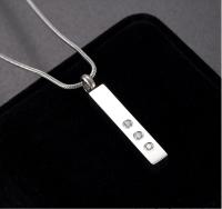 China Stainless Steel Cremation Locket Pendant Jewelry Inlay Zircon Bar Memorial Urn Necklace for Women for sale