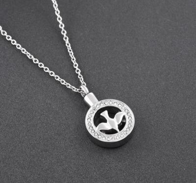 China Stainless Steel Dove Decoration Cremation Jewelry for Ashes Keepsake Pendant Necklace for sale