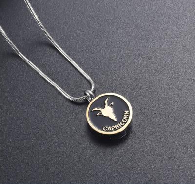 China Twelve Constellations Mini Cremation Pendant Necklace Stainless Steel Memorial Jewelry for sale