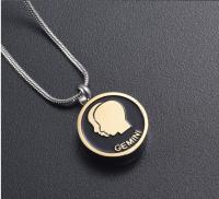China Twelve Constellations Mini Cremation Pendant Necklace Stainless Steel Memorial Jewelry for sale