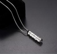 China Pet Dogs Cat Memorial Funeral Casket Pendant Necklace Charm Silver Tone Engrave Beautiful Cremation Jewelry for Men for sale