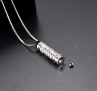 China Pet Dogs Cat Memorial Funeral Casket Pendant Necklace Charm Silver Tone Engrave Beautiful Cremation Jewelry for Men for sale